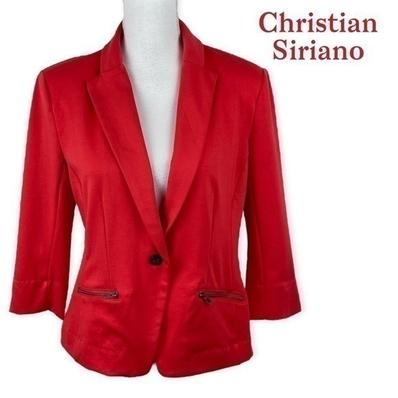 Christian Siriano | Jackets & Coats | Christian Siriano Coral Red ...